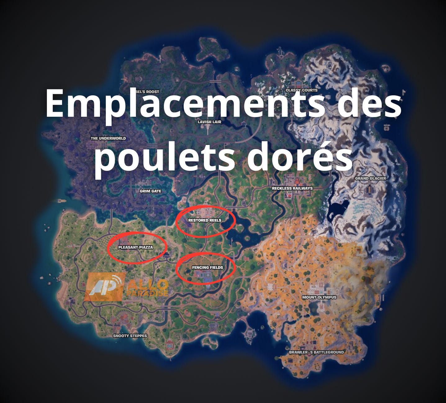 Trouvez les Poulets & Œufs Dorés dans Fortnite | Map